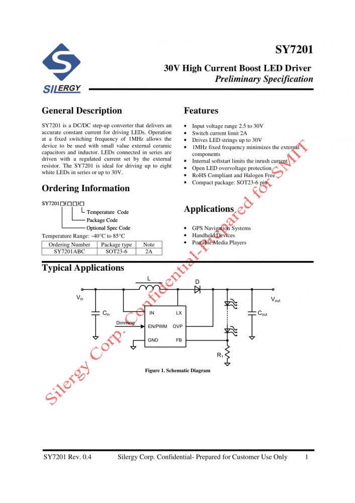 SY7201ABC datasheet page 1