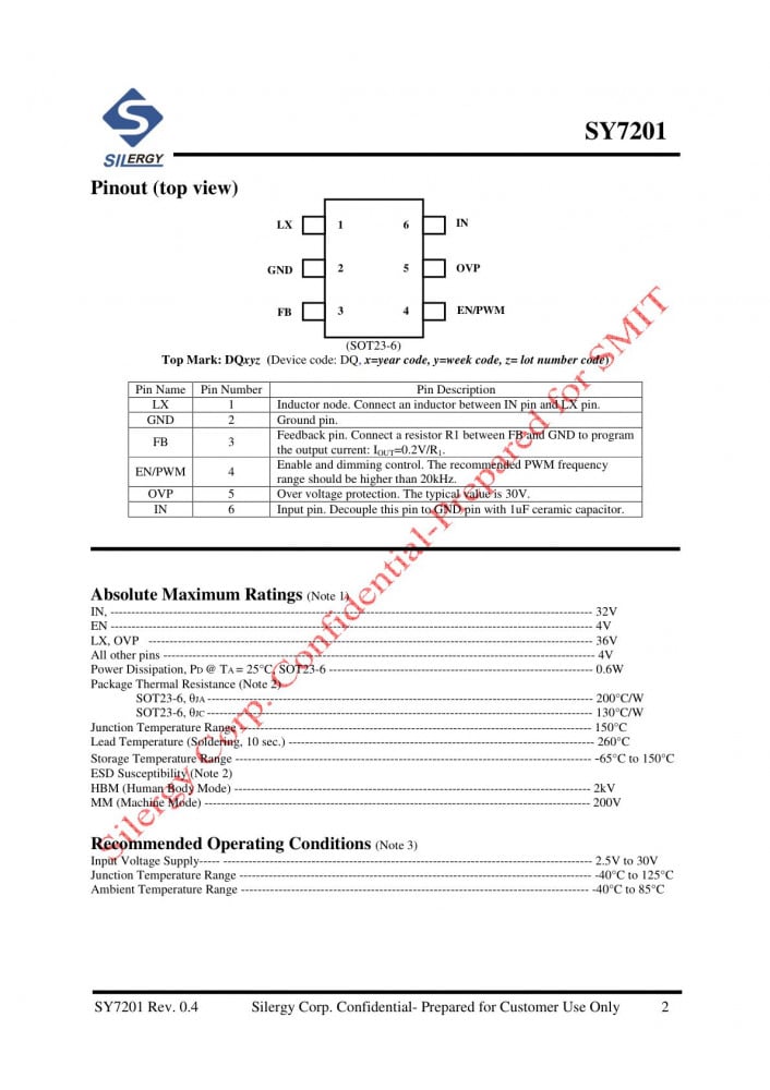 SY7201ABC datasheet page 2