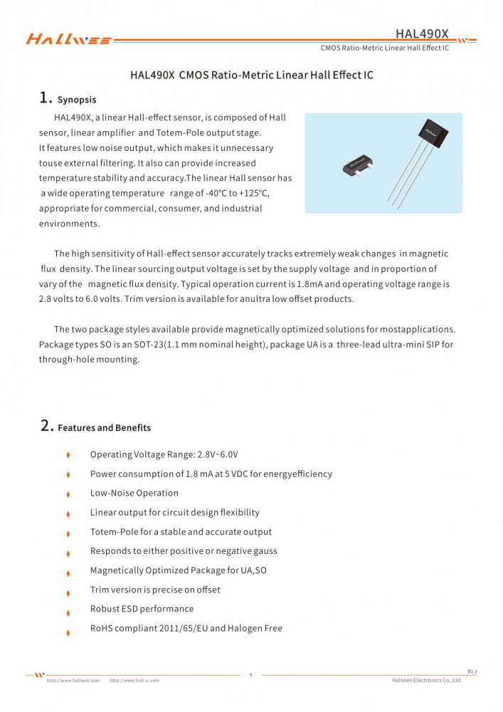 HAL4902SO datasheet page 1