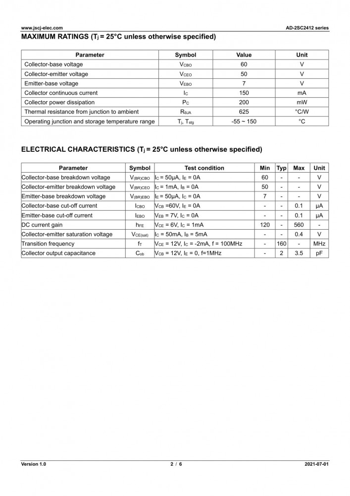 AD-2SC2412-R datasheet page 2