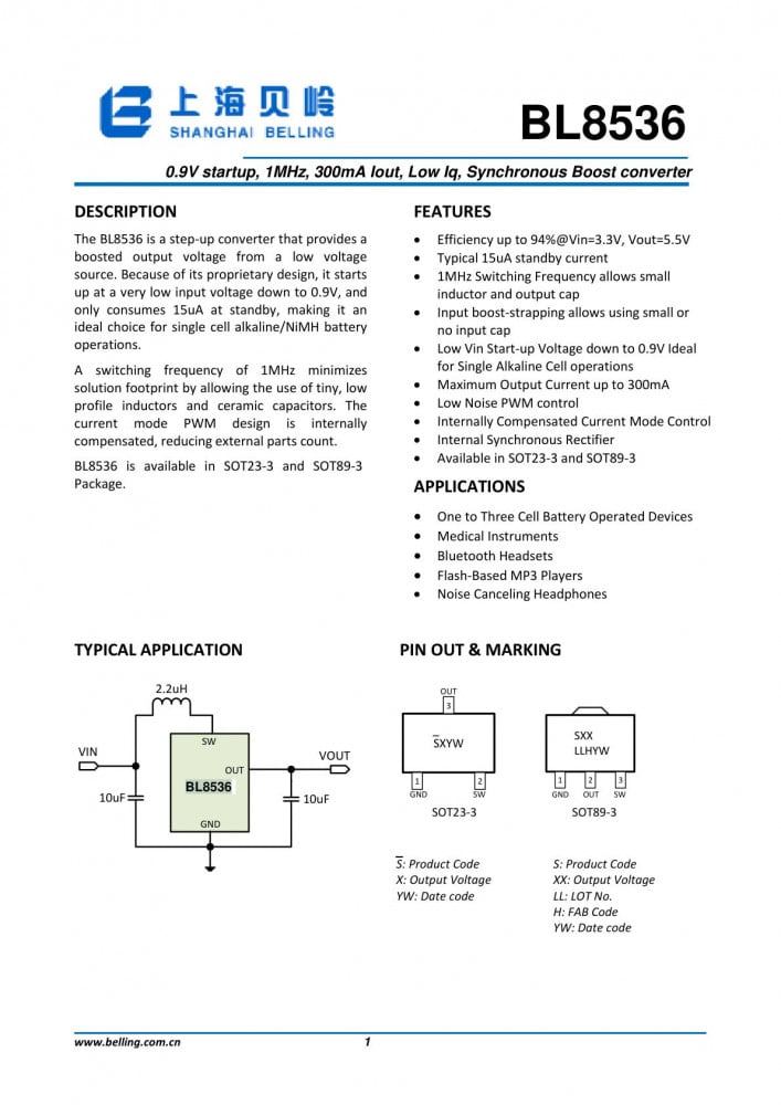 BL8536 datasheet page 1