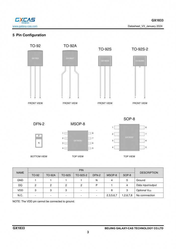 GX1833S datasheet page 3