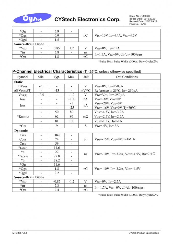 MTC3587DL8 datasheet page 3