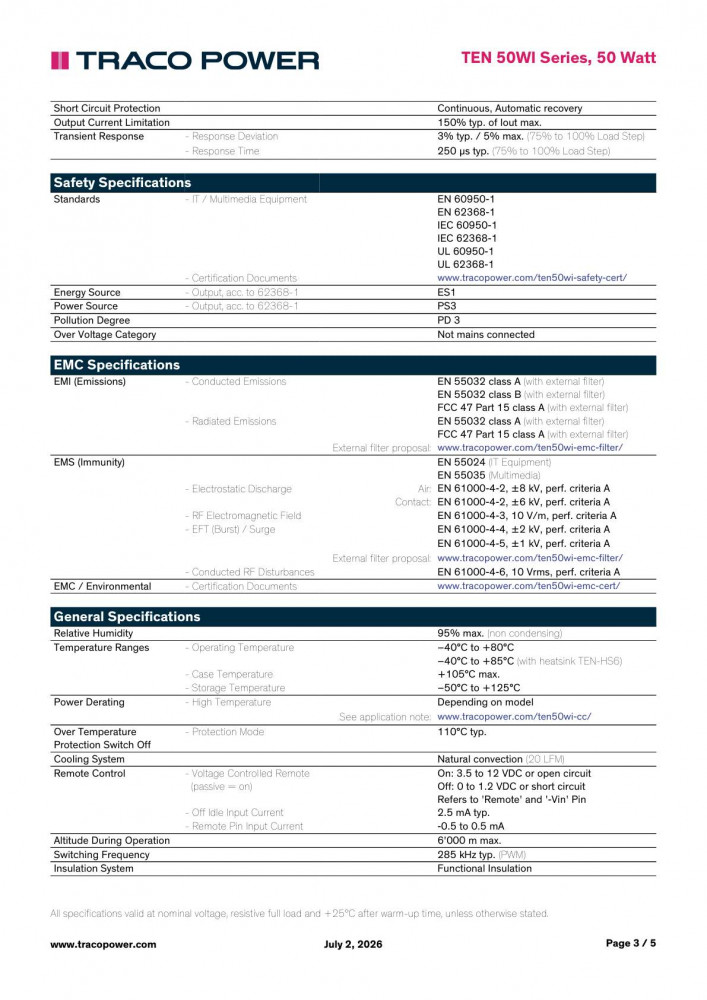 TEN 50WI Series document page 3