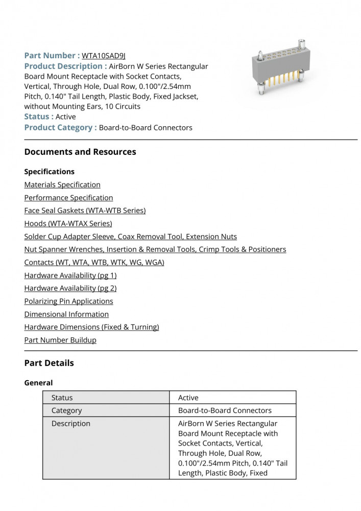 WTA10SAD9J technical document image, page 1