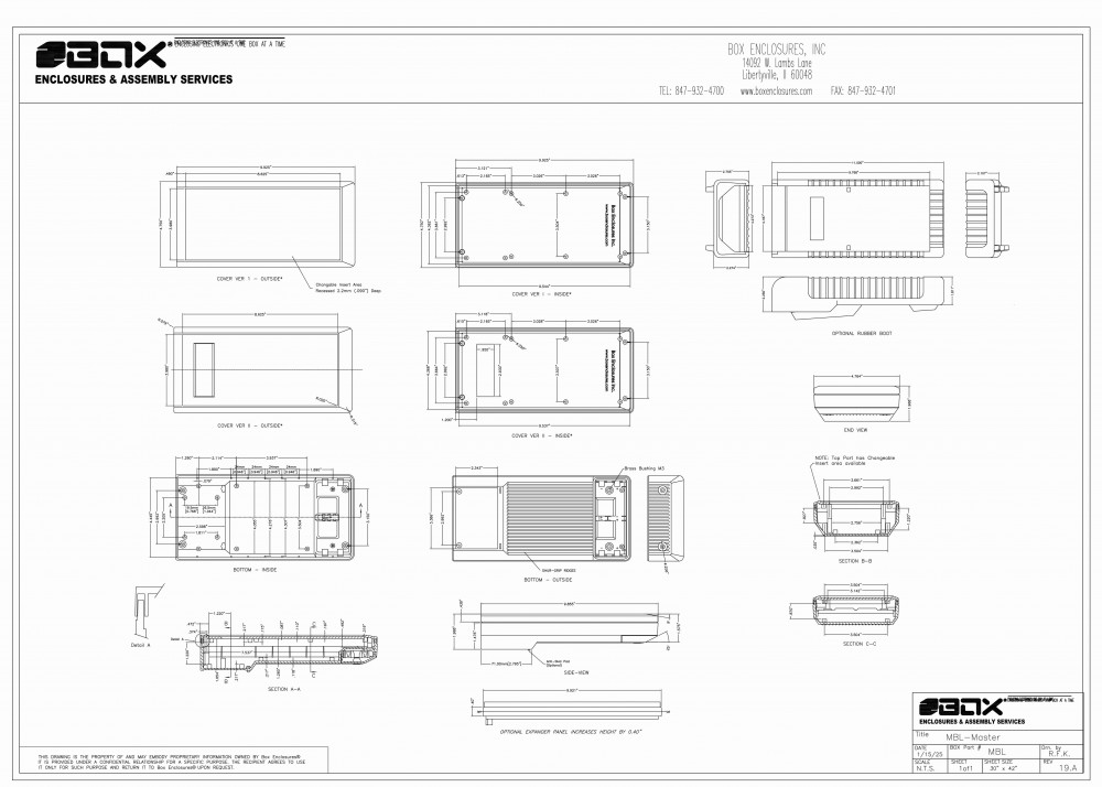 MBL enclosure family product reference drawing