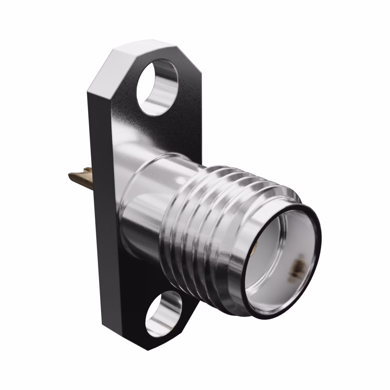 SMA Jack, Straight, 2-Hole Flange Mount, Solder Cup Contact, Stainless Steel Body, Passivated, 50 Ohms for sale