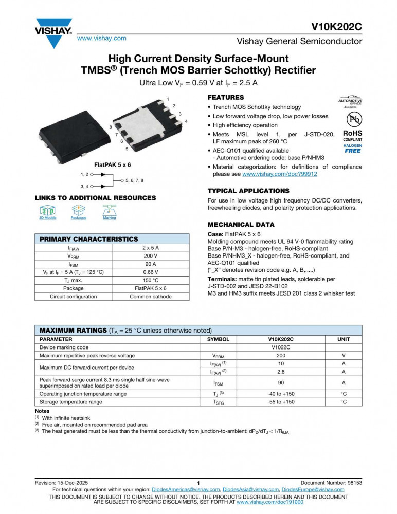 V10K202C datasheet page 1