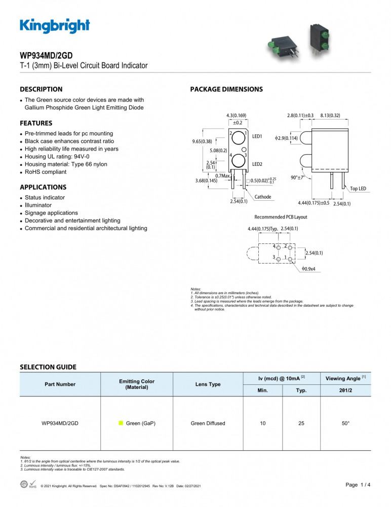 WP934MD/2GD datasheet page 1