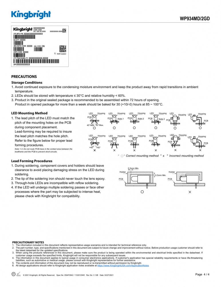 WP934MD/2GD datasheet page 4