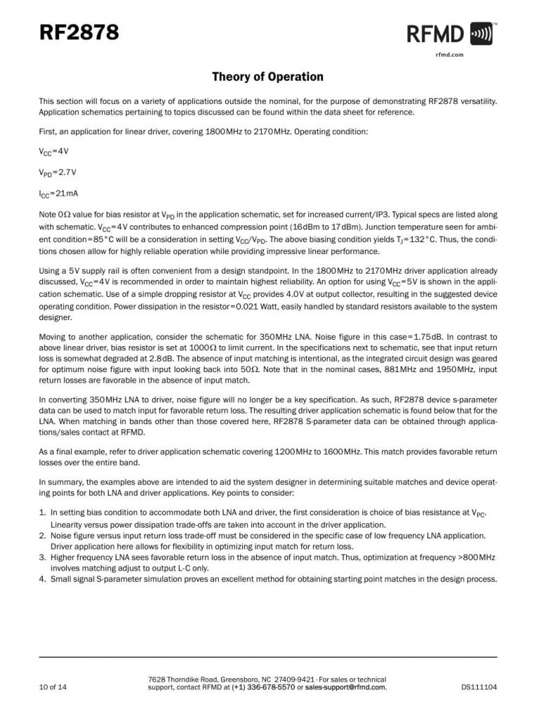 RF2878TR7 datasheet page 10