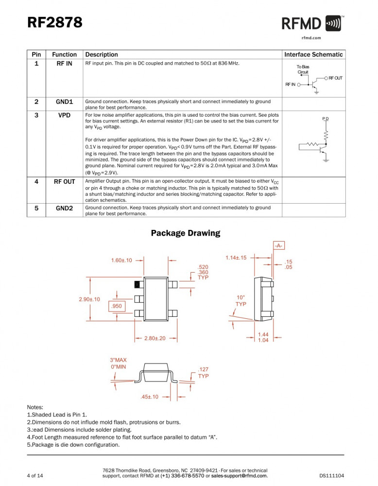 RF2878TR7 datasheet page 4