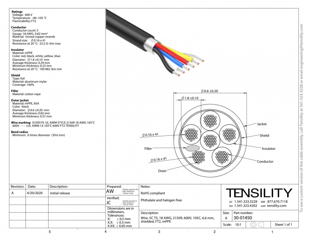 Tensility International 30-01450 cable drawing
