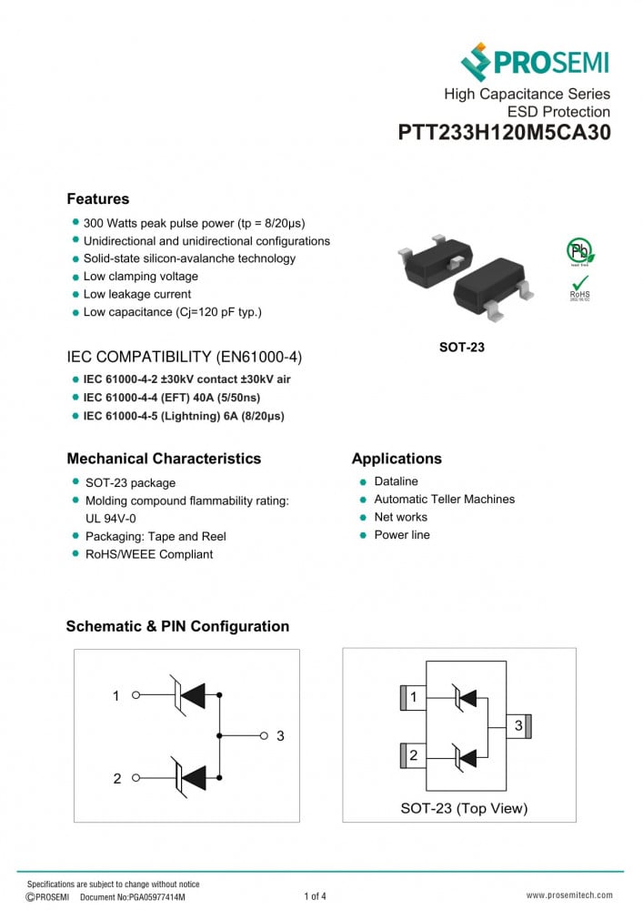 PTT233H120M5CA30 datasheet page 1
