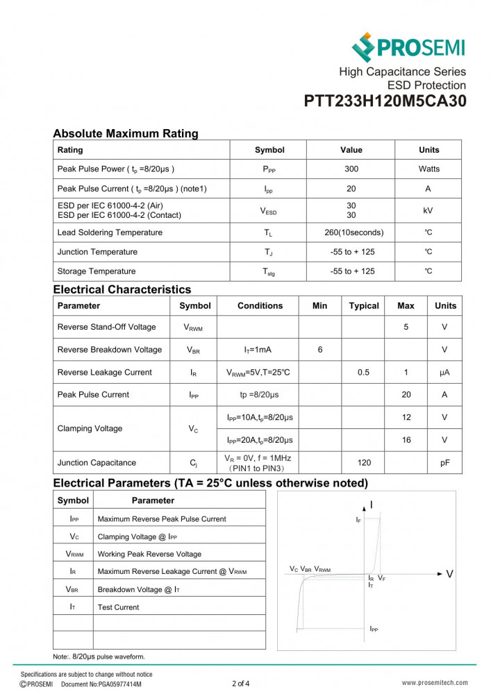 PTT233H120M5CA30 datasheet page 2