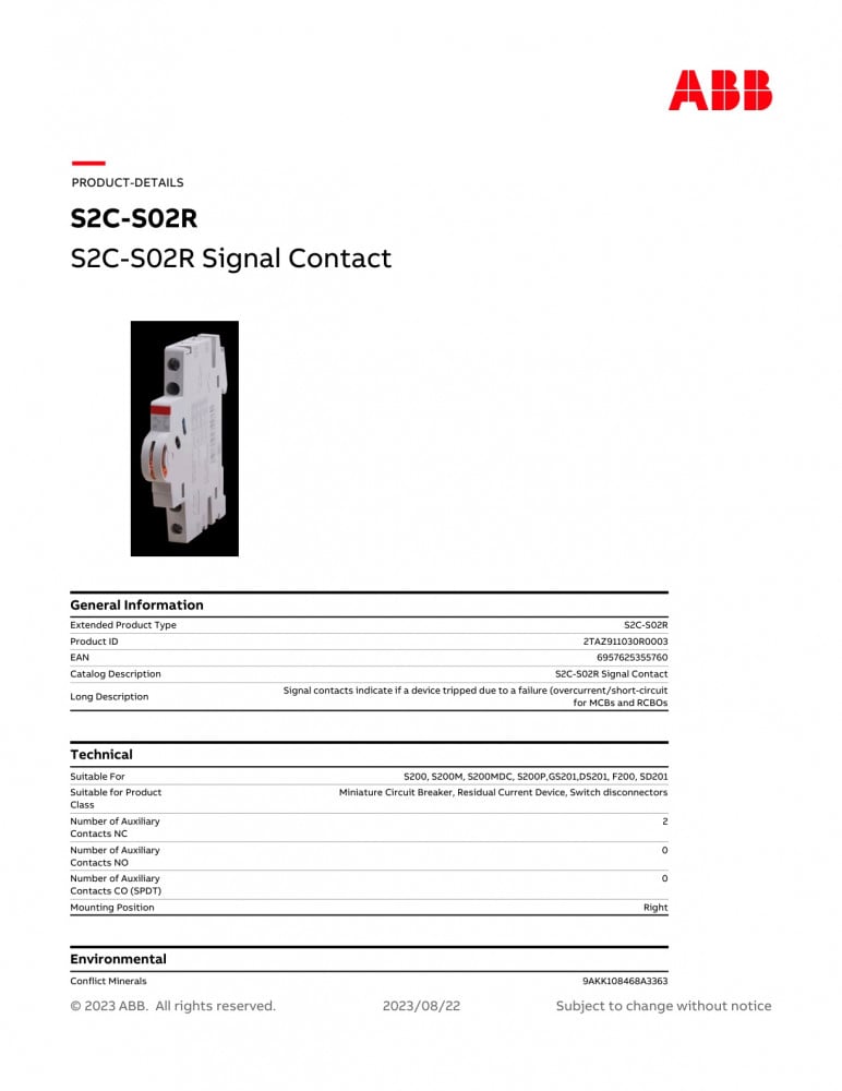 ABB S2C-S02R technical document page 1