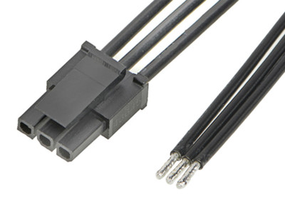 Micro-Fit 3.0 Male-to-Pigtail Off-the-Shelf (OTS) Cable Assembly, Single Row, 300.00mm Length, Gold (Au) Plating, 8 Circuits, Black