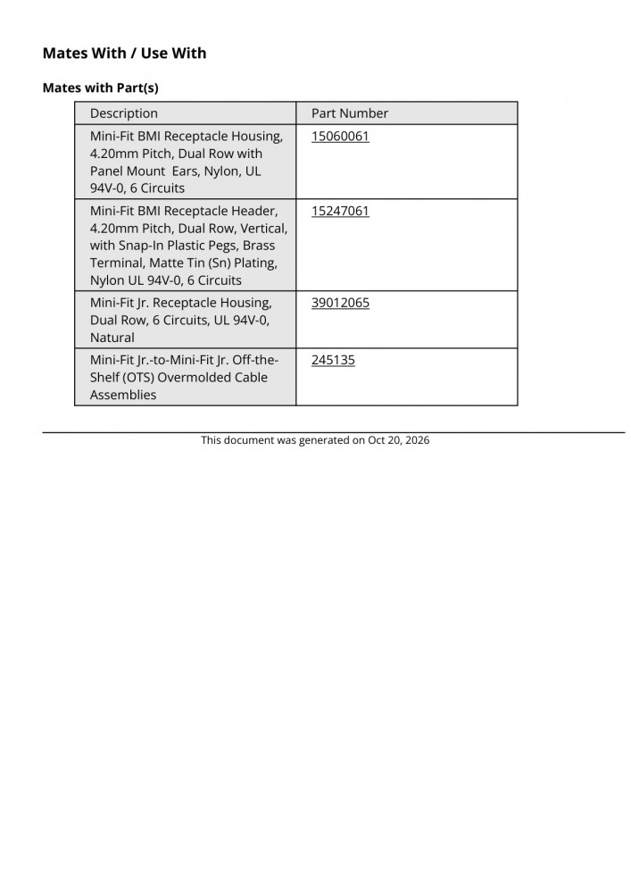 Technical document page 4 for MOLEX 438100354