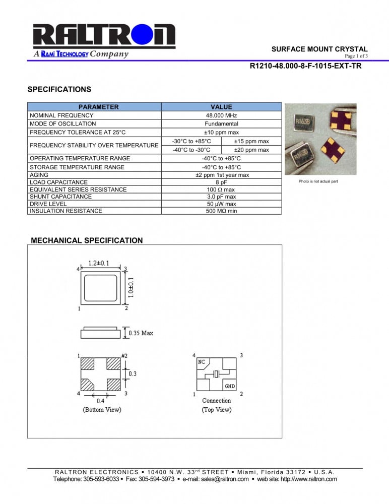 R1210-48.000-8-F-1015-EXT-TR datasheet page 1