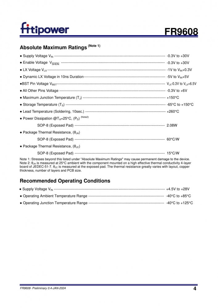 FR9608SP datasheet page 4