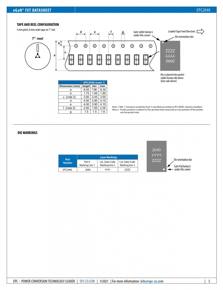 EPC2040 datasheet preview, page 5