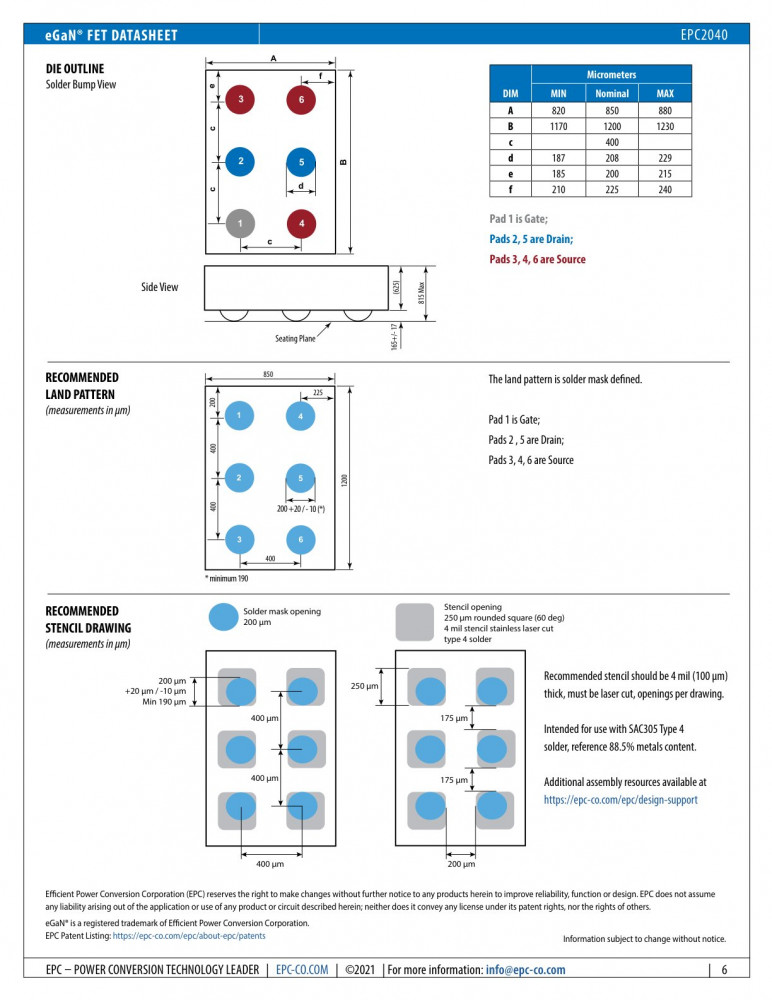 EPC2040 datasheet preview, page 6