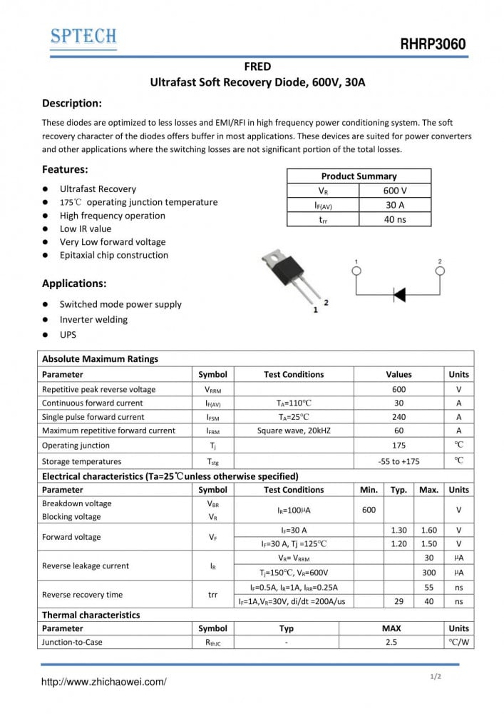 RHRP3060 datasheet page 1