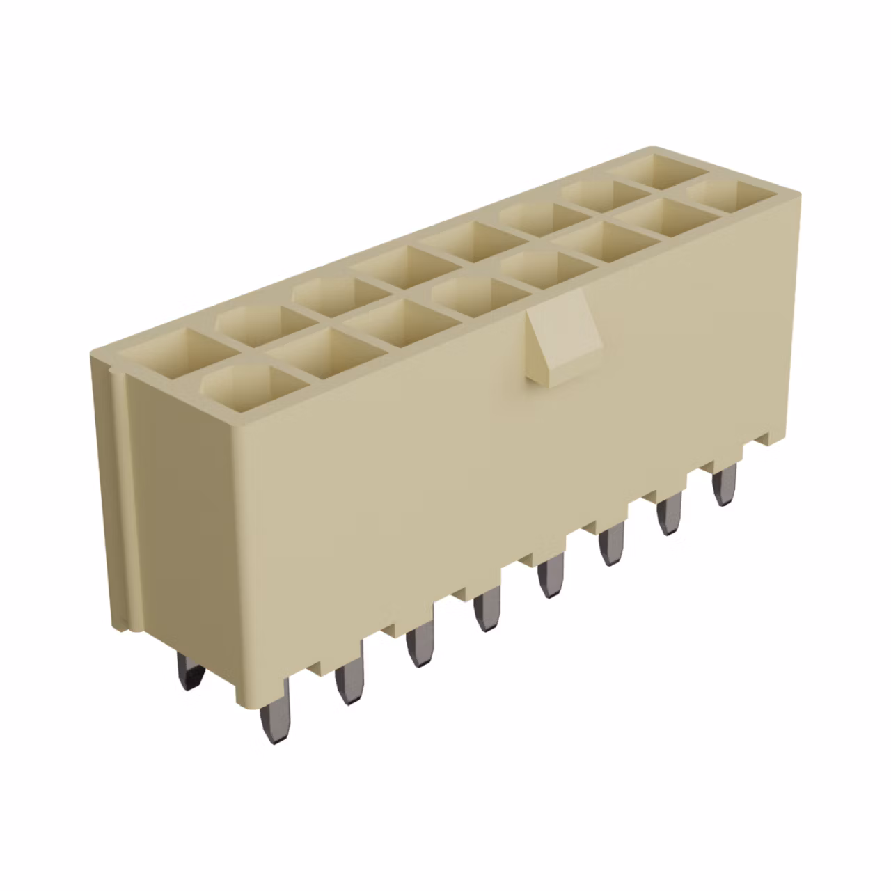 Mini-Fit Jr. Vertical Header, 4.20mm Pitch, Dual Row, 16 Circuits, without Snap-in Plastic Peg PCB Lock, Gold, Natural for sale