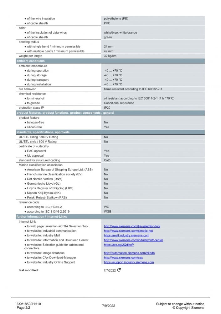 SIEMENS 6XV18502HH10 technical document page 2