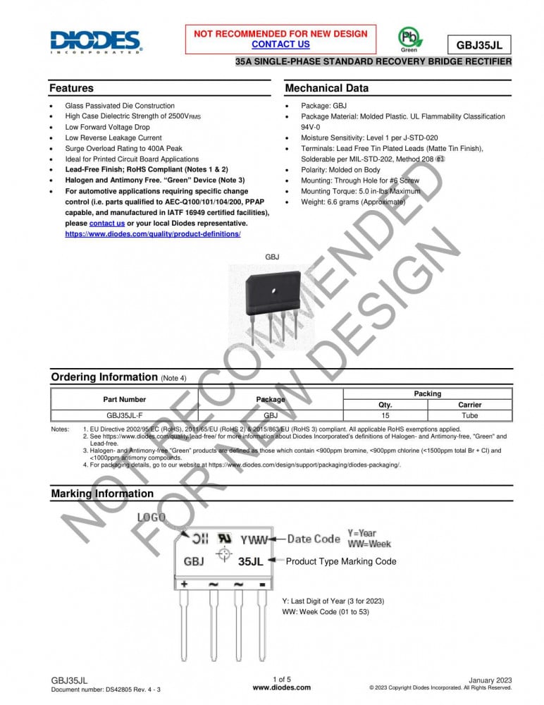 GBJ35JL-F datasheet page 1