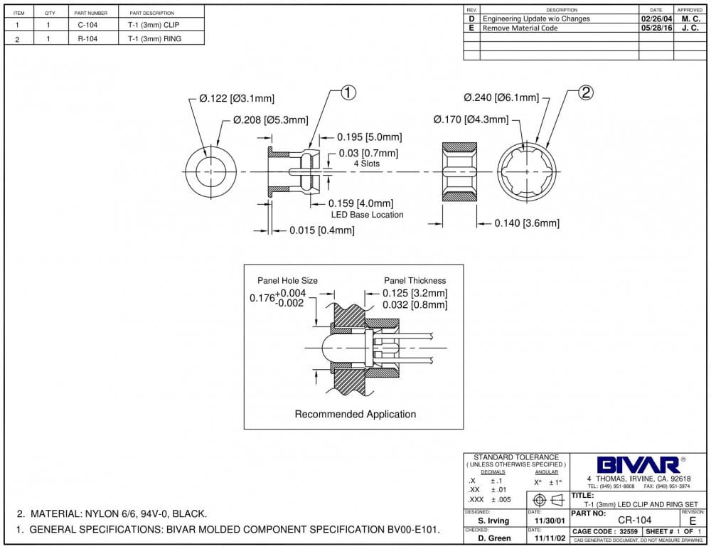 BIVAR CR-104 technical document