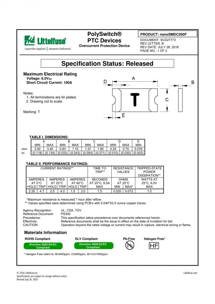 NANOSMDC200F-2 technical document page 1