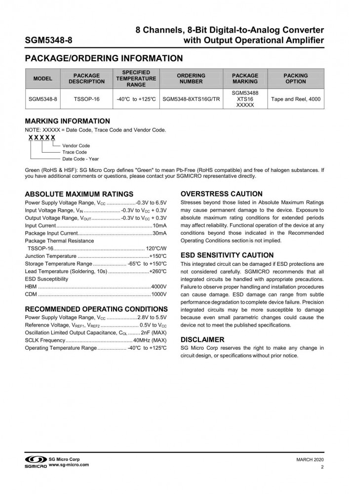 SGM5348-8 datasheet page 2