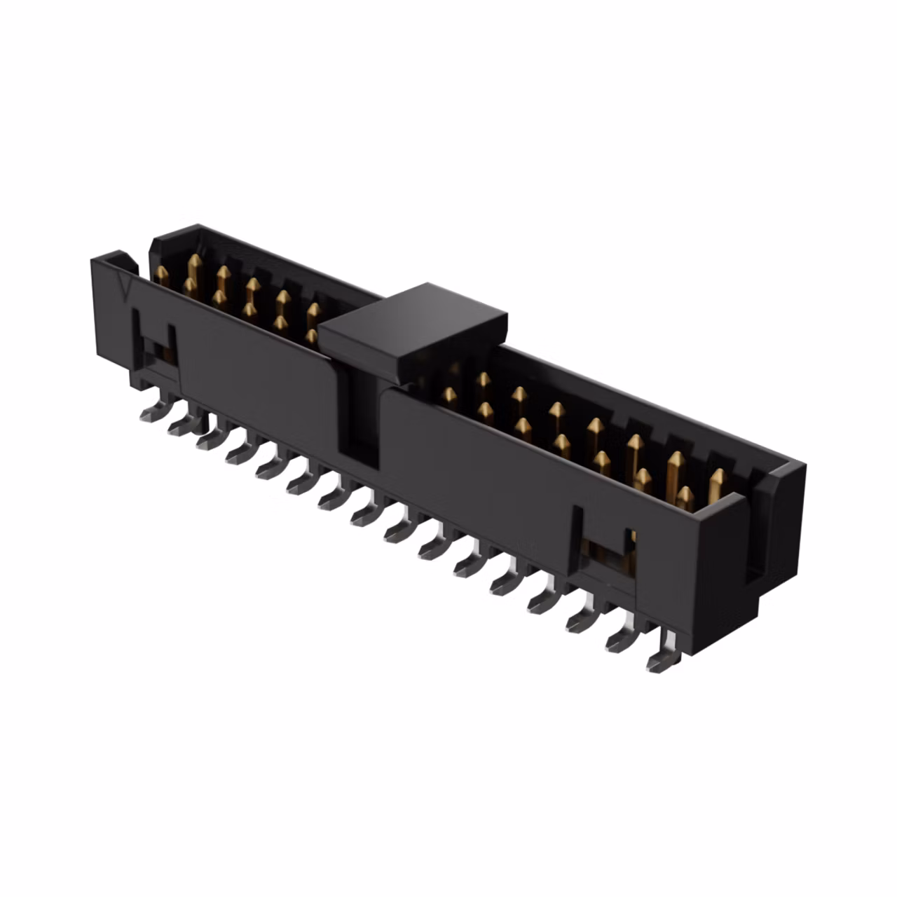 2.00mm Pitch, Milli-Grid PCB Header, Dual Row, Vertical, Surface Mount, Shrouded, 32 Circuits, 0.76µm Gold (Au) Plating, Dual Side Slots, Dual Friction Locks, Center Polarization, with Pegs, with Cap, Tape and Reel for sale