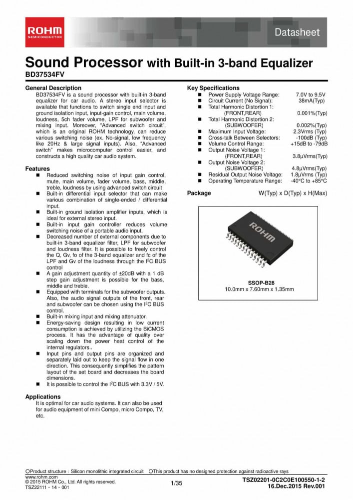 BD37534FV-E2 datasheet page 1