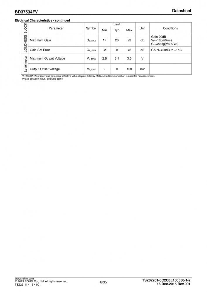 BD37534FV-E2 datasheet page 6