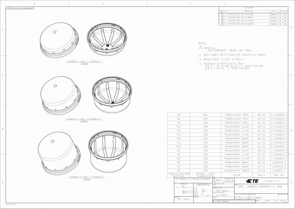 TE Connectivity 2328823-3 controlled drawing page 1