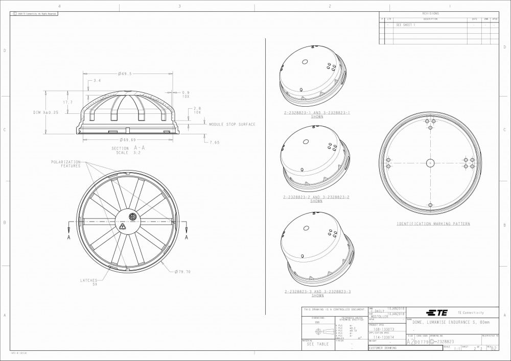 TE Connectivity 2328823-3 controlled drawing page 2