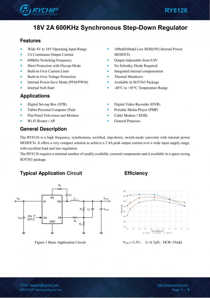 RY8126 datasheet page 1