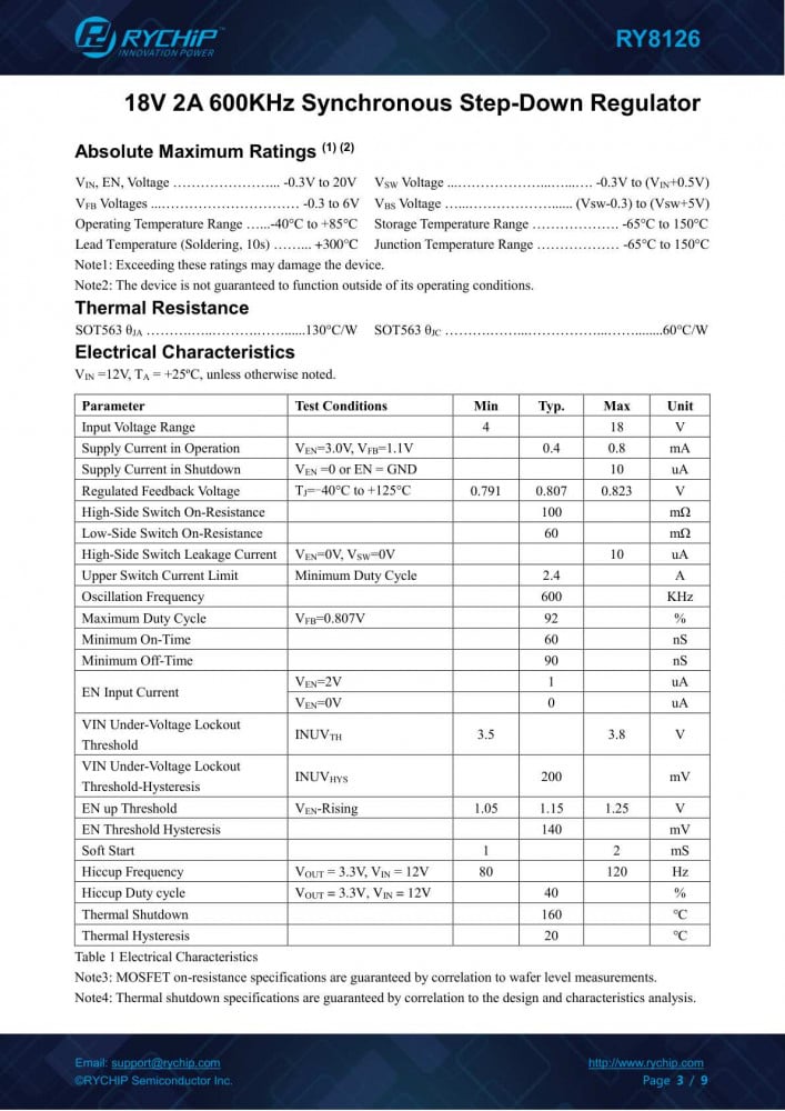 RY8126 datasheet page 3