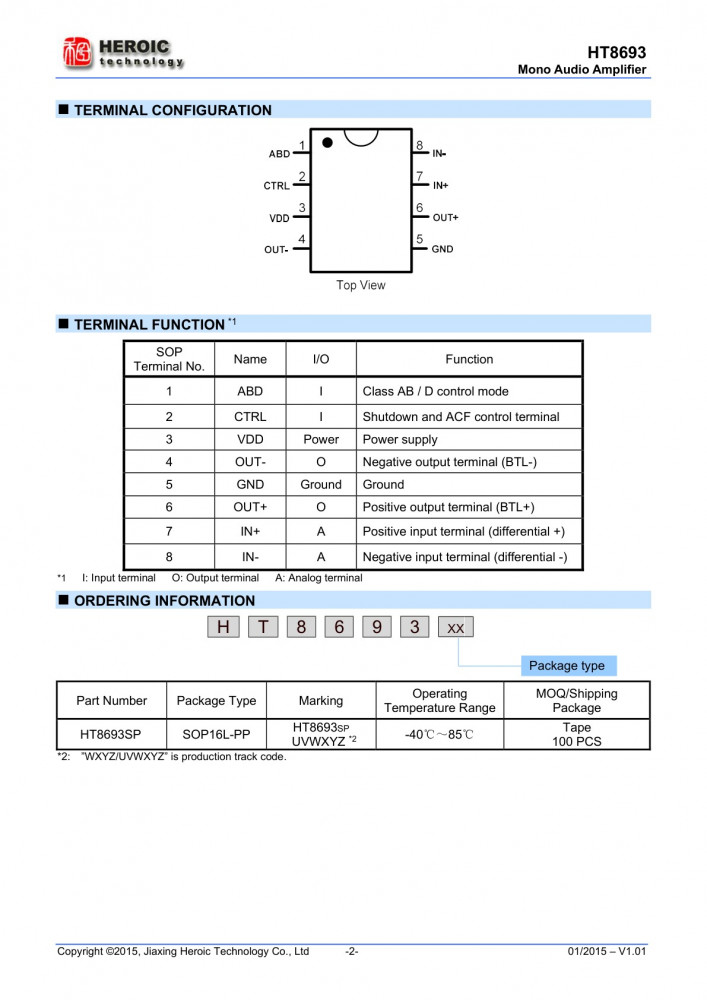 HT8693 technical document page 2