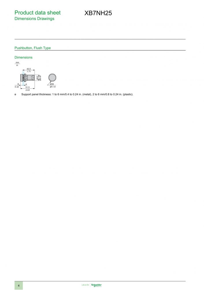 XB7NH25 technical document page 4