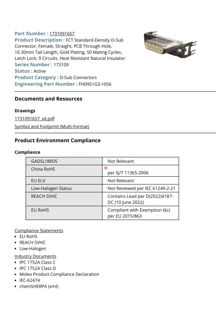 MOLEX 1731091657 technical drawing preview, page 1
