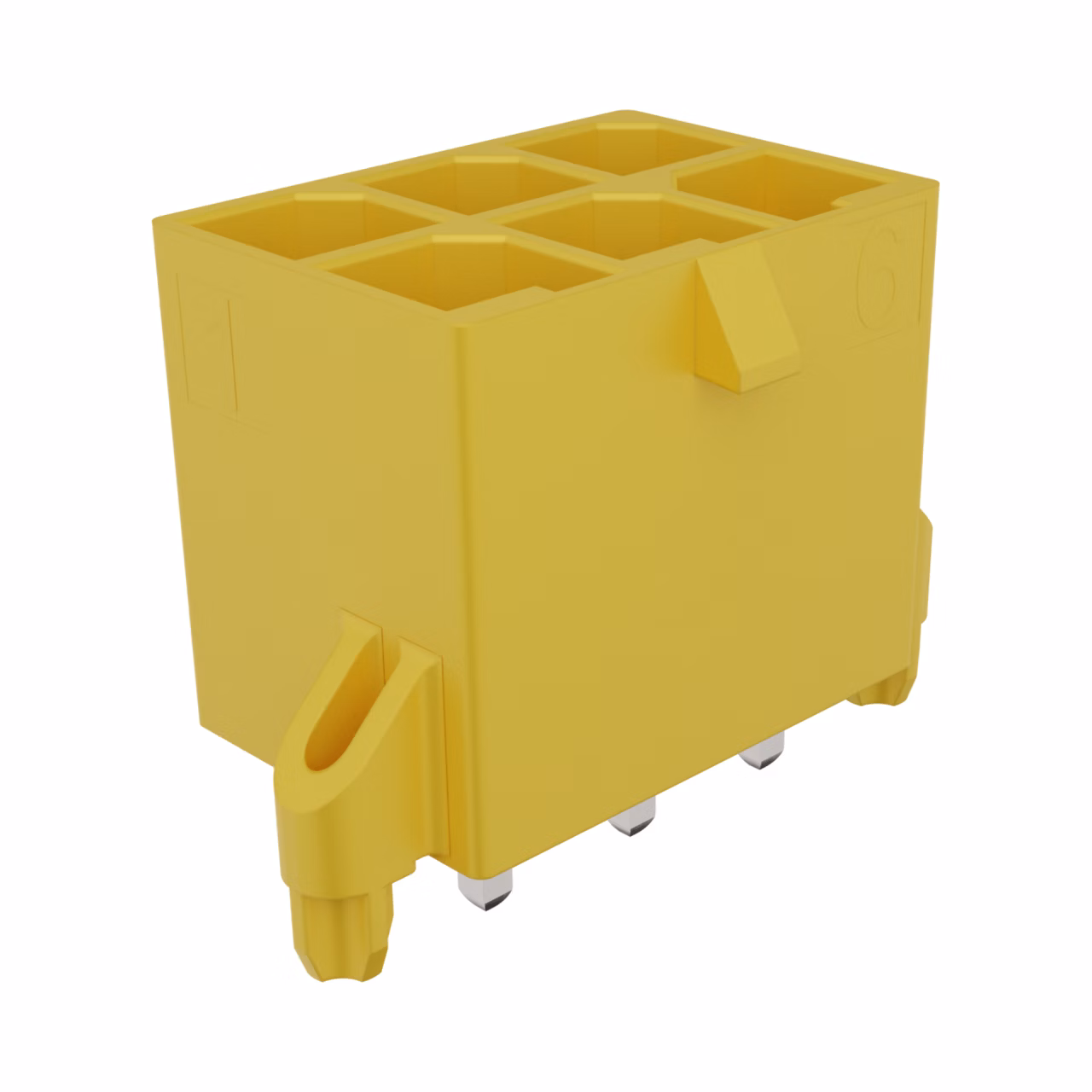 Mega-Fit ColorLock Vertical Header with Crush Pegs, 5.70mm Pitch, Through Hole, Dual Row, 6 Circuits, Matte Tin (Sn) Plating, 3.73mm Tail Length, Glow-Wire Capable, Tray, Yellow for sale