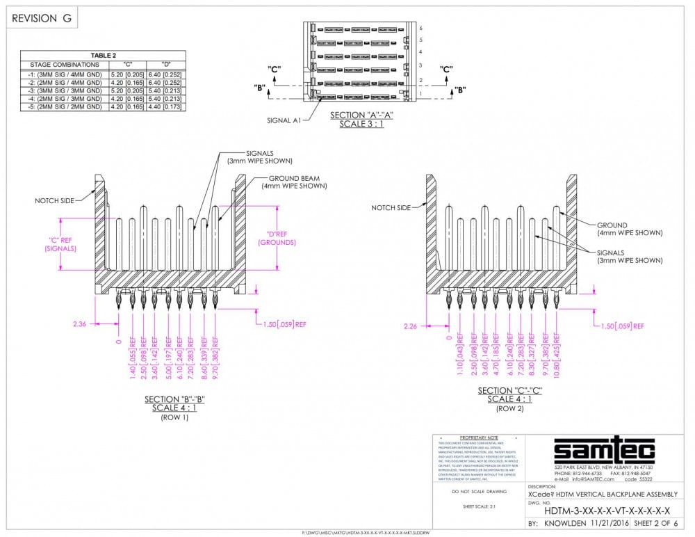 Samtec HDTM technical drawing page 2