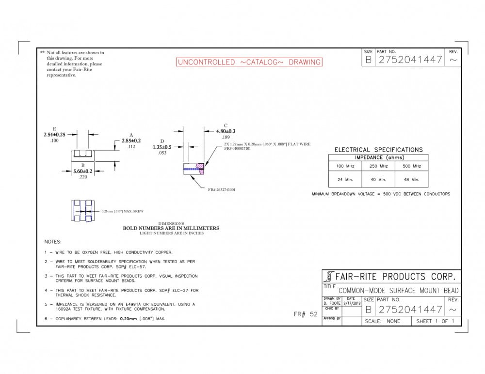 Fair-Rite 2752041447 technical drawing