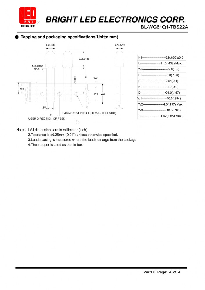 BL-WG61Q1-TBS22A datasheet page 4