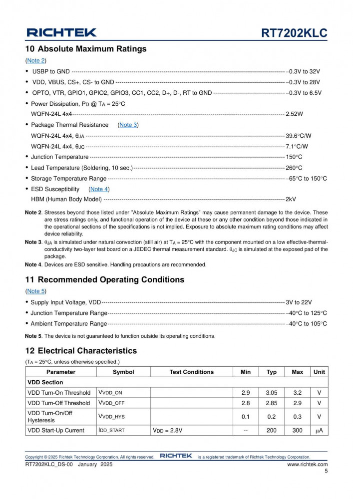 RT7202KLC datasheet preview, page 5