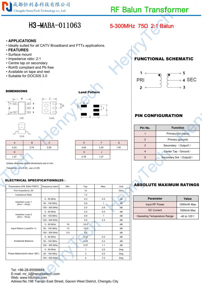 H3-MABA-011063 technical document page 1