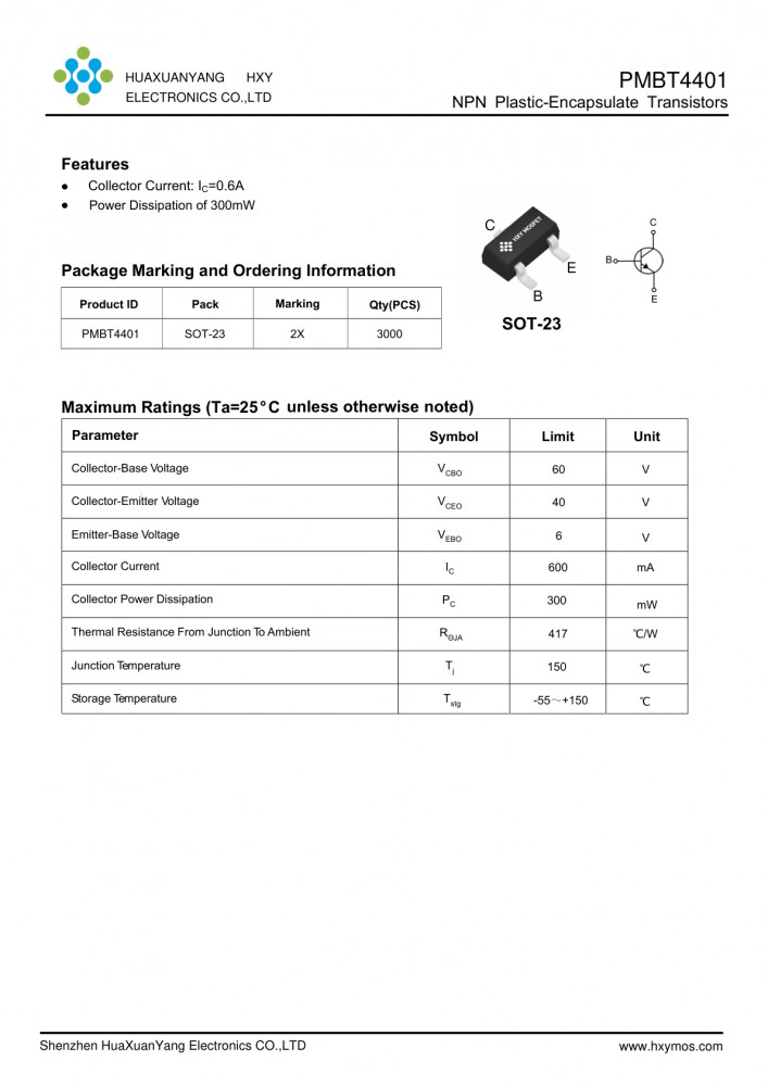 PMBT4401-HXY datasheet page 1